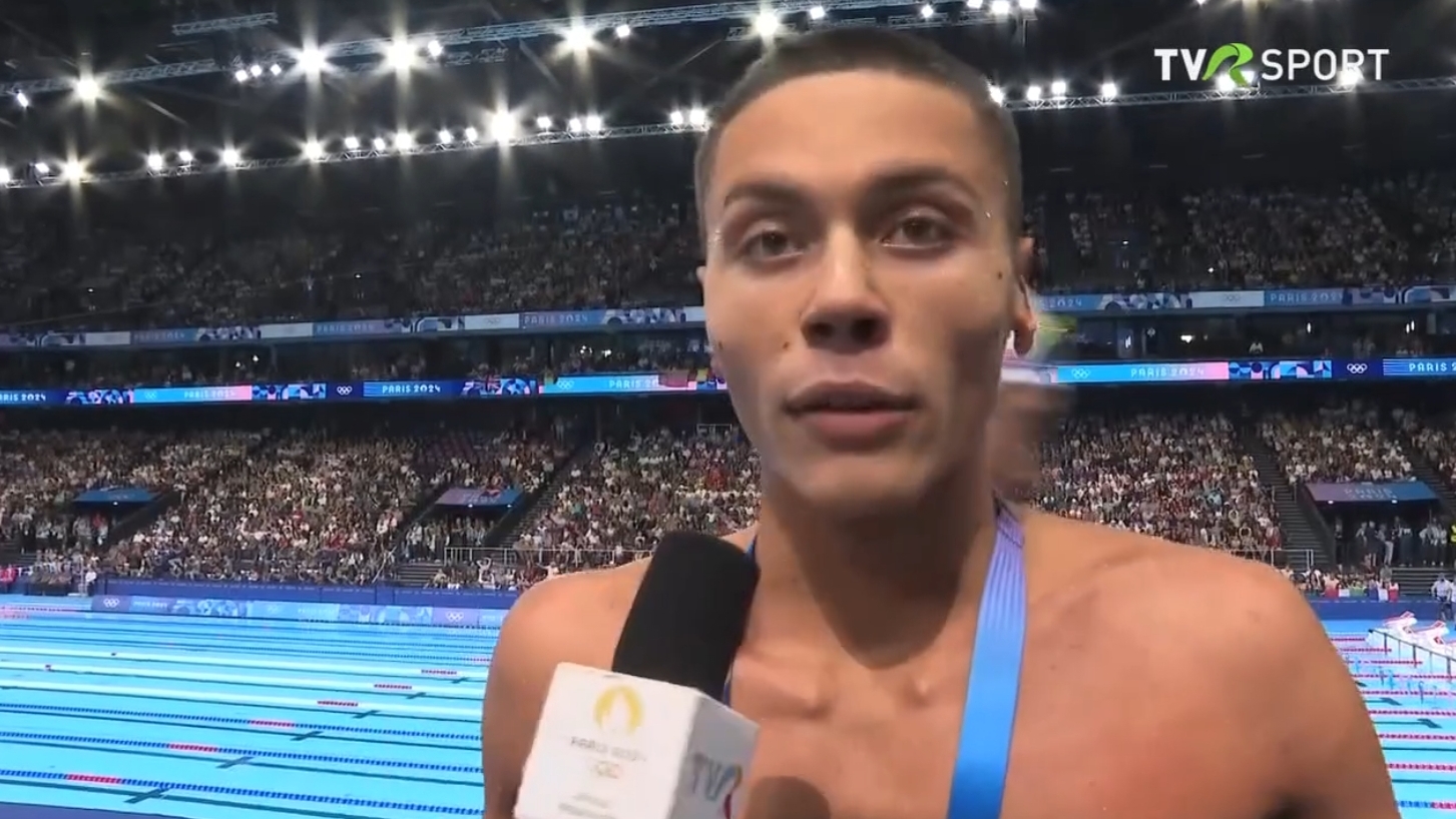 În direct la TVR: David Popovici, a câștigat finala de înot 200 m liber. Tînărul Eduard Ionescu ...